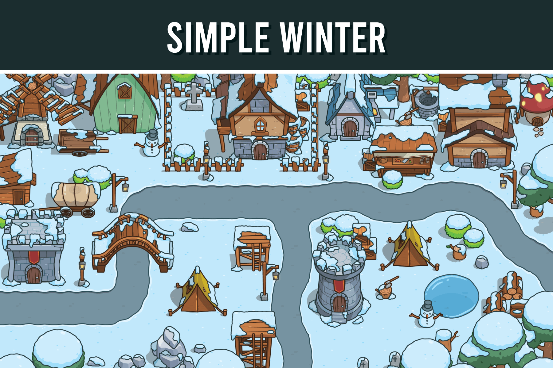 Settlement in Winter Top-Down Tileset - CraftPix.net