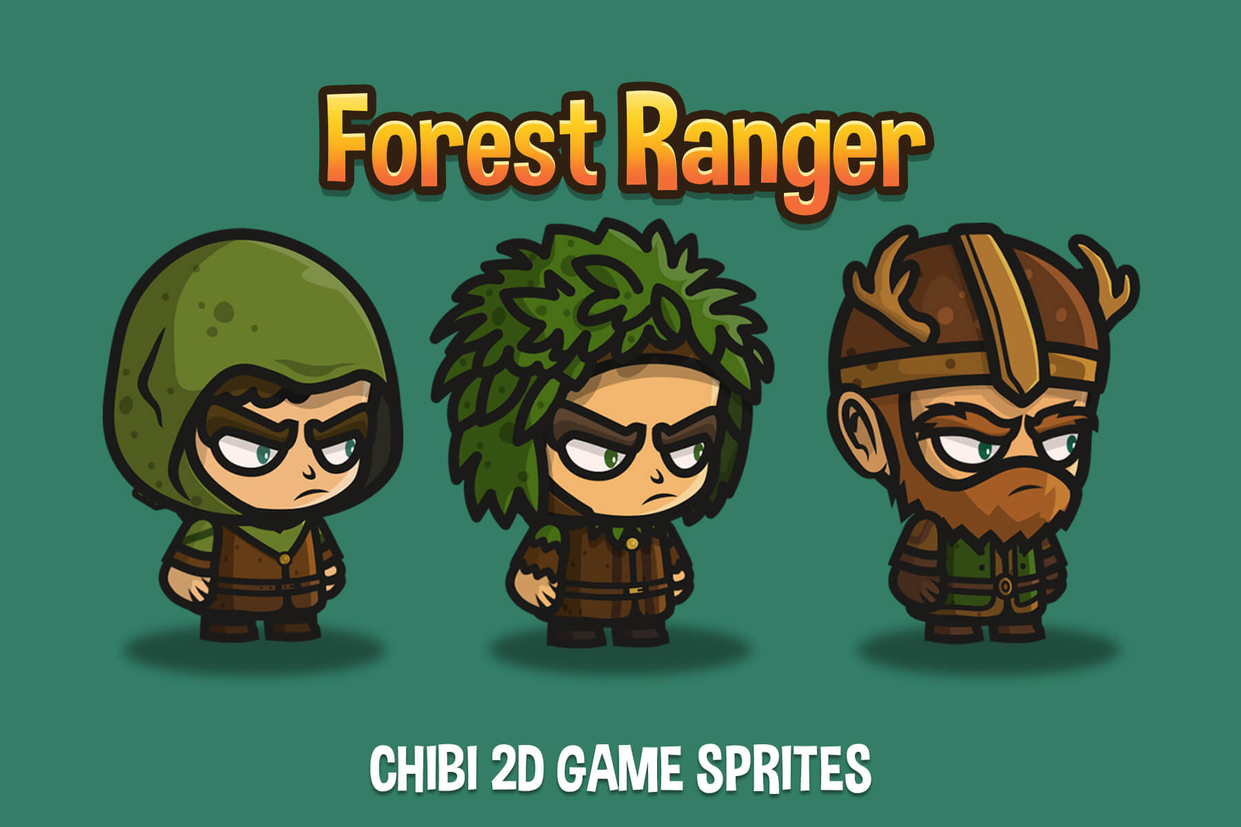 Free Forest Ranger Chibi Character Sprites - CraftPix.net