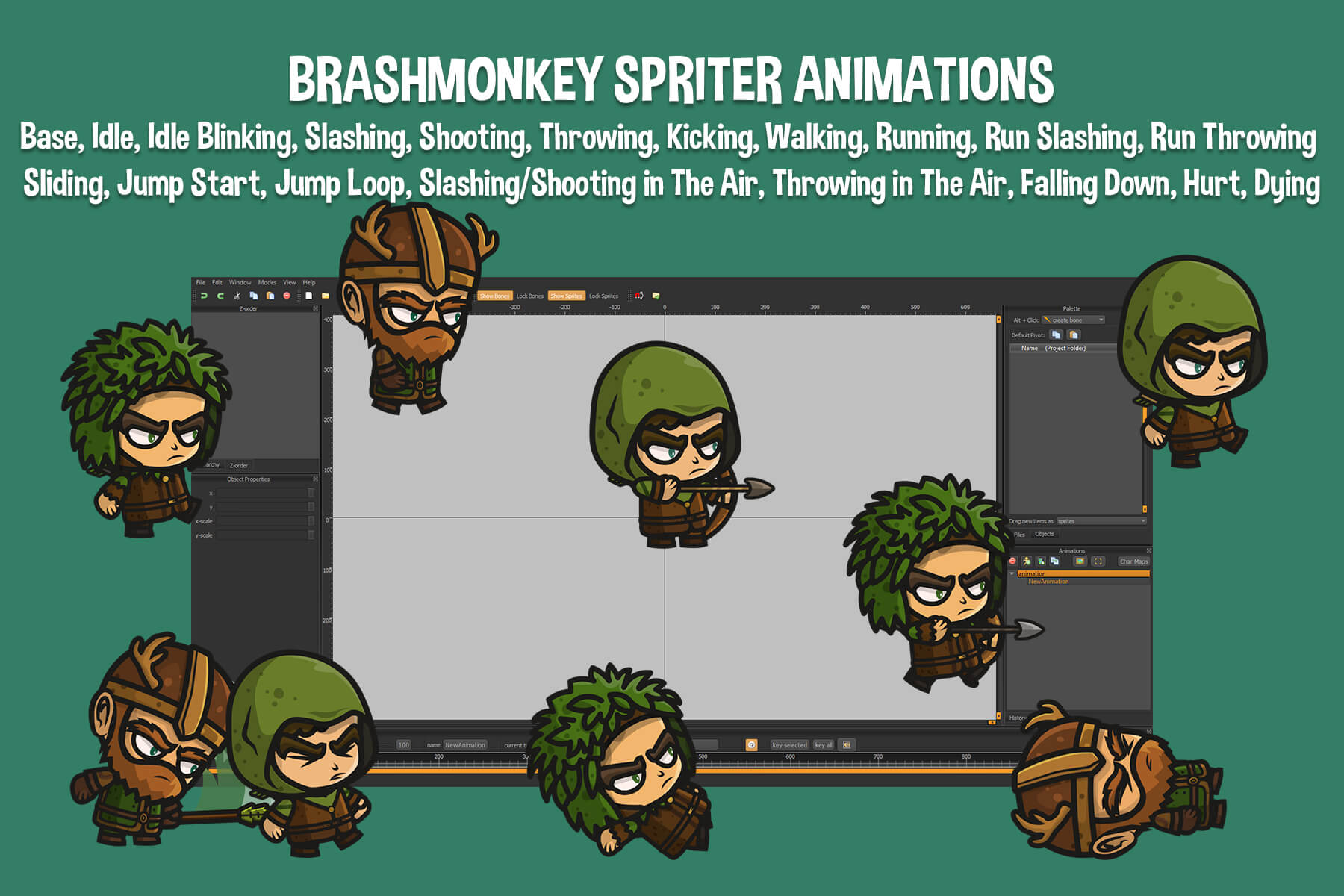 Free Forest Ranger Chibi Character Sprites - CraftPix.net