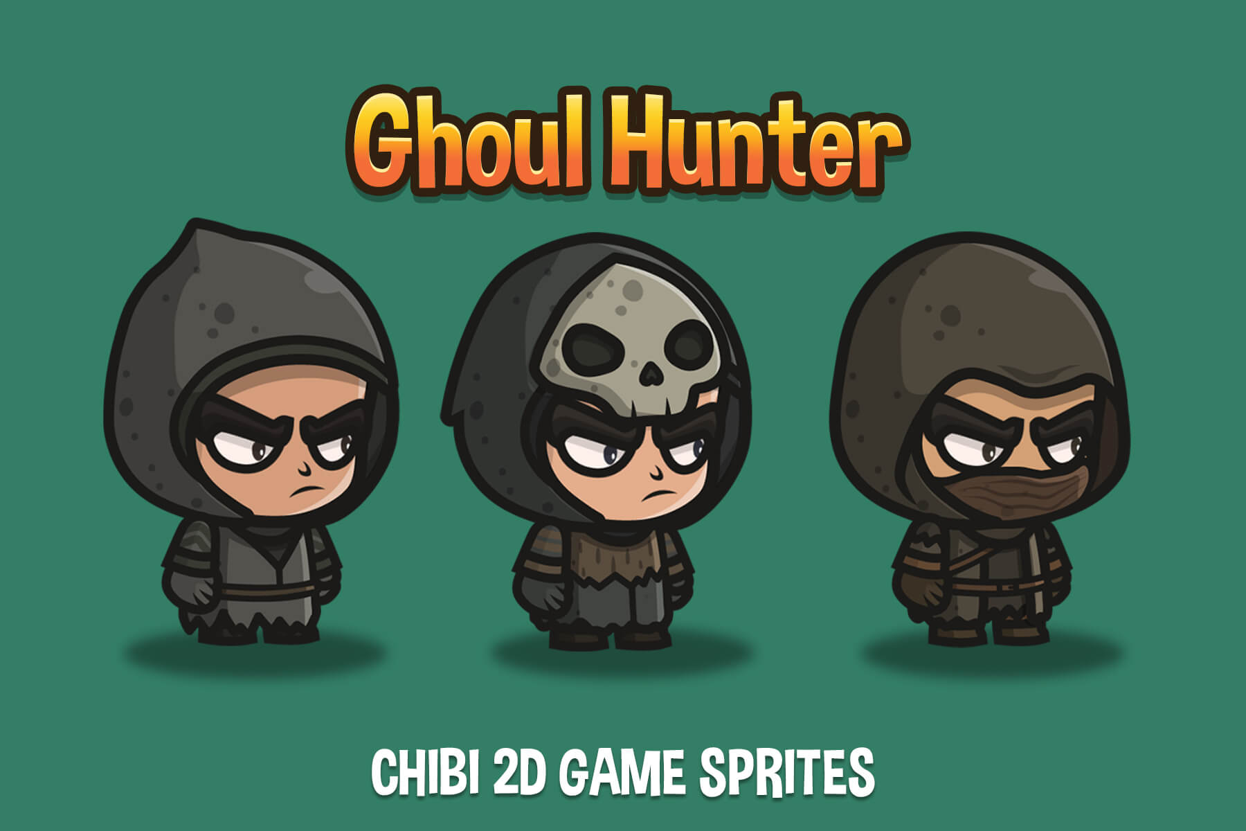 Ghoul Hunter Chibi Character Sprites - CraftPix.net