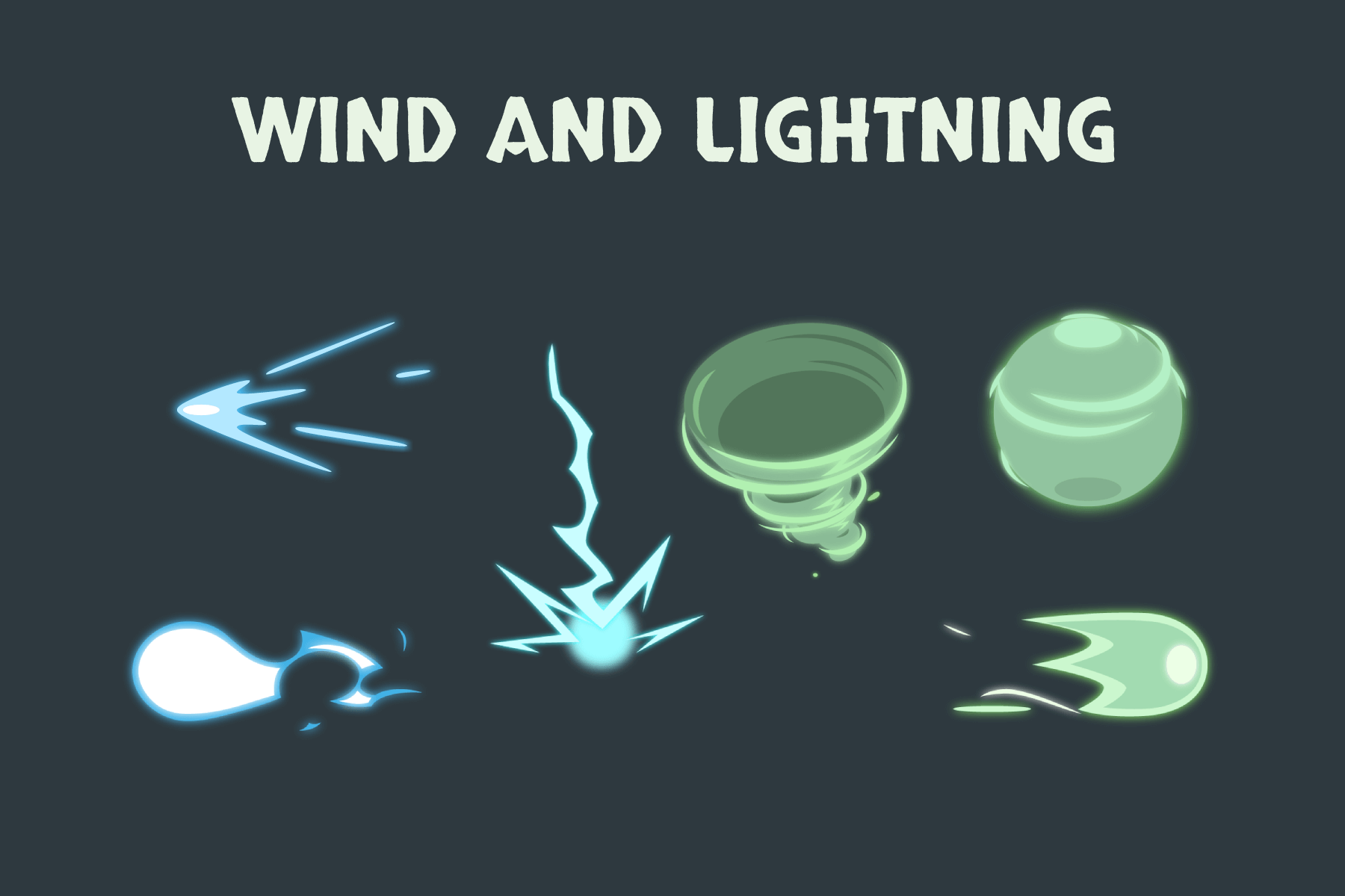 Top-Down Wind and Lightning Magic Effects Pack - CraftPix.net
