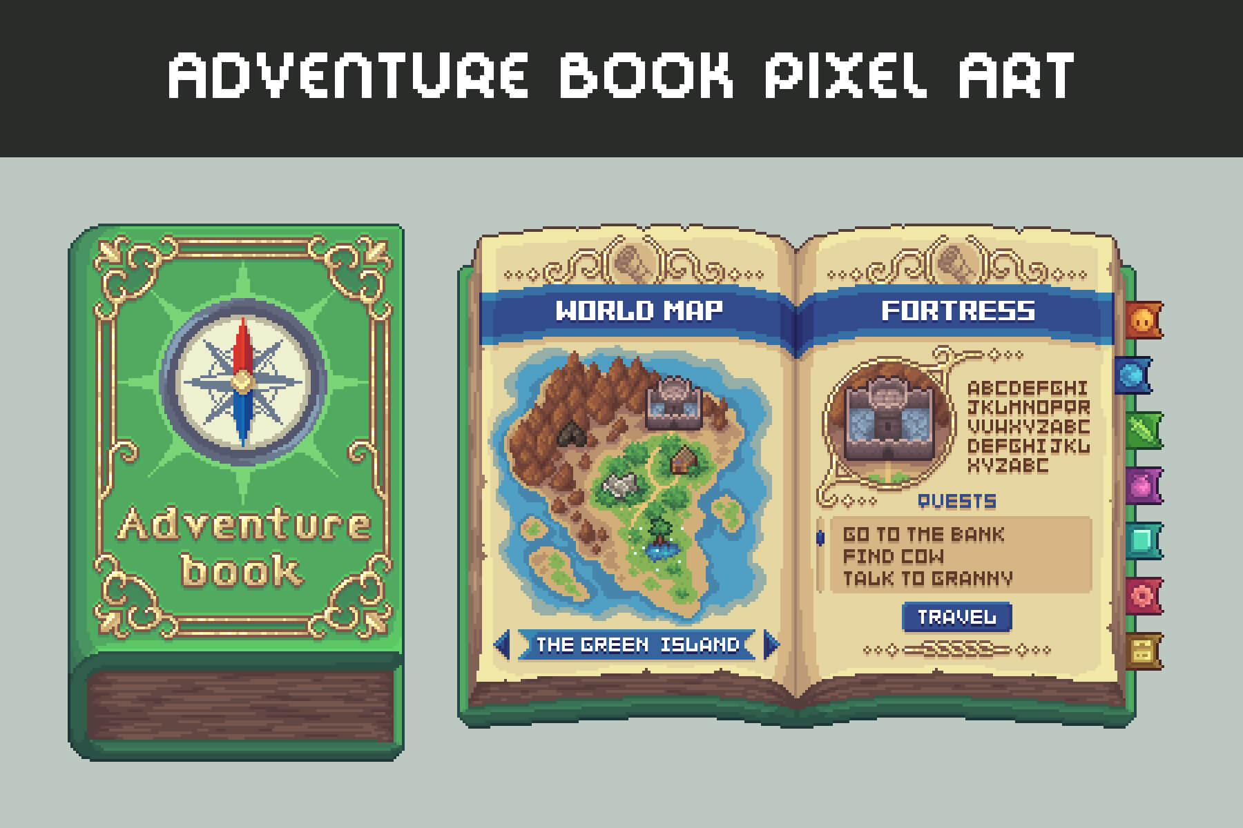 Adventure Fantasy Book Pixel Art - CraftPix.net
